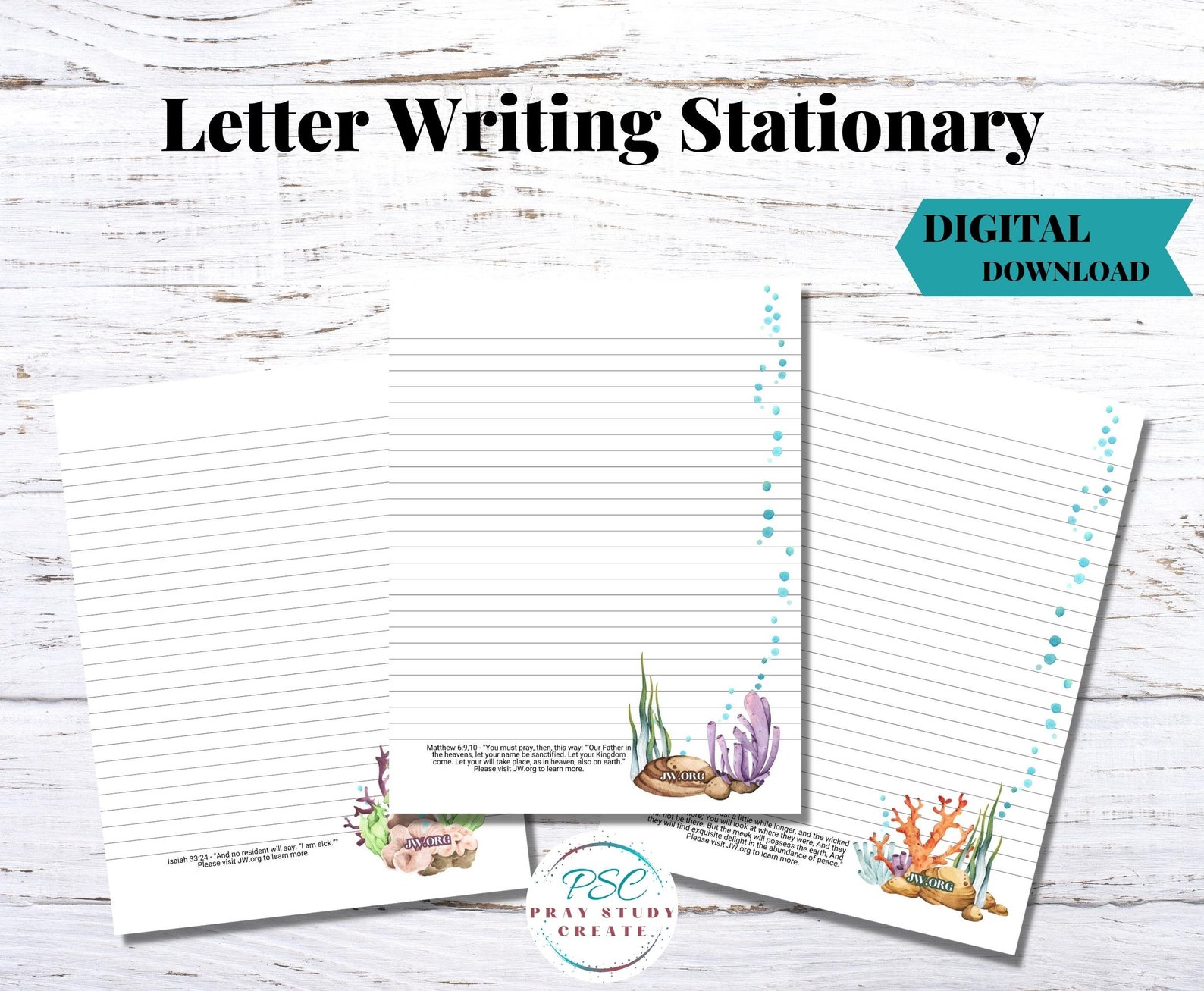 Printable Jehovah's Witness Letter Writing Paper-15 Pgs. JW Stationery ...