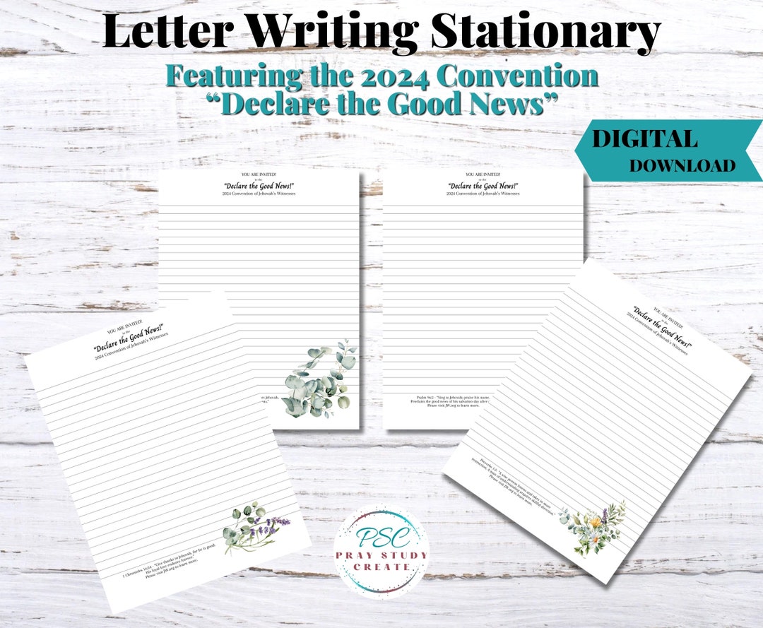 Printable Jehovah's Witness Letter Writing Paper-15 Pgs. JW Stationery ...