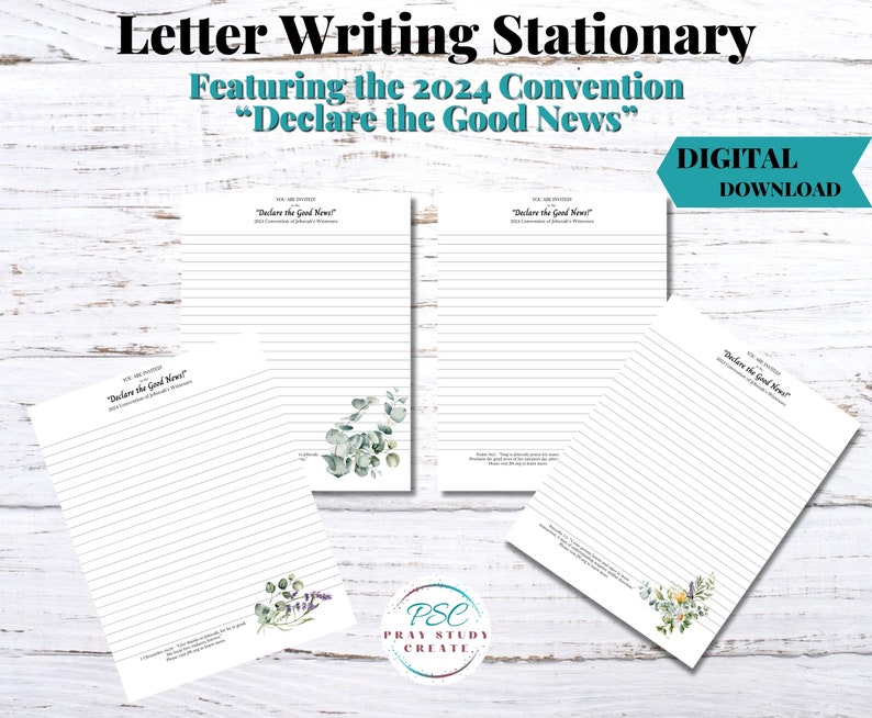 Printable Jehovah's Witness Letter Writing Paper-15 Pgs. JW Stationery ...