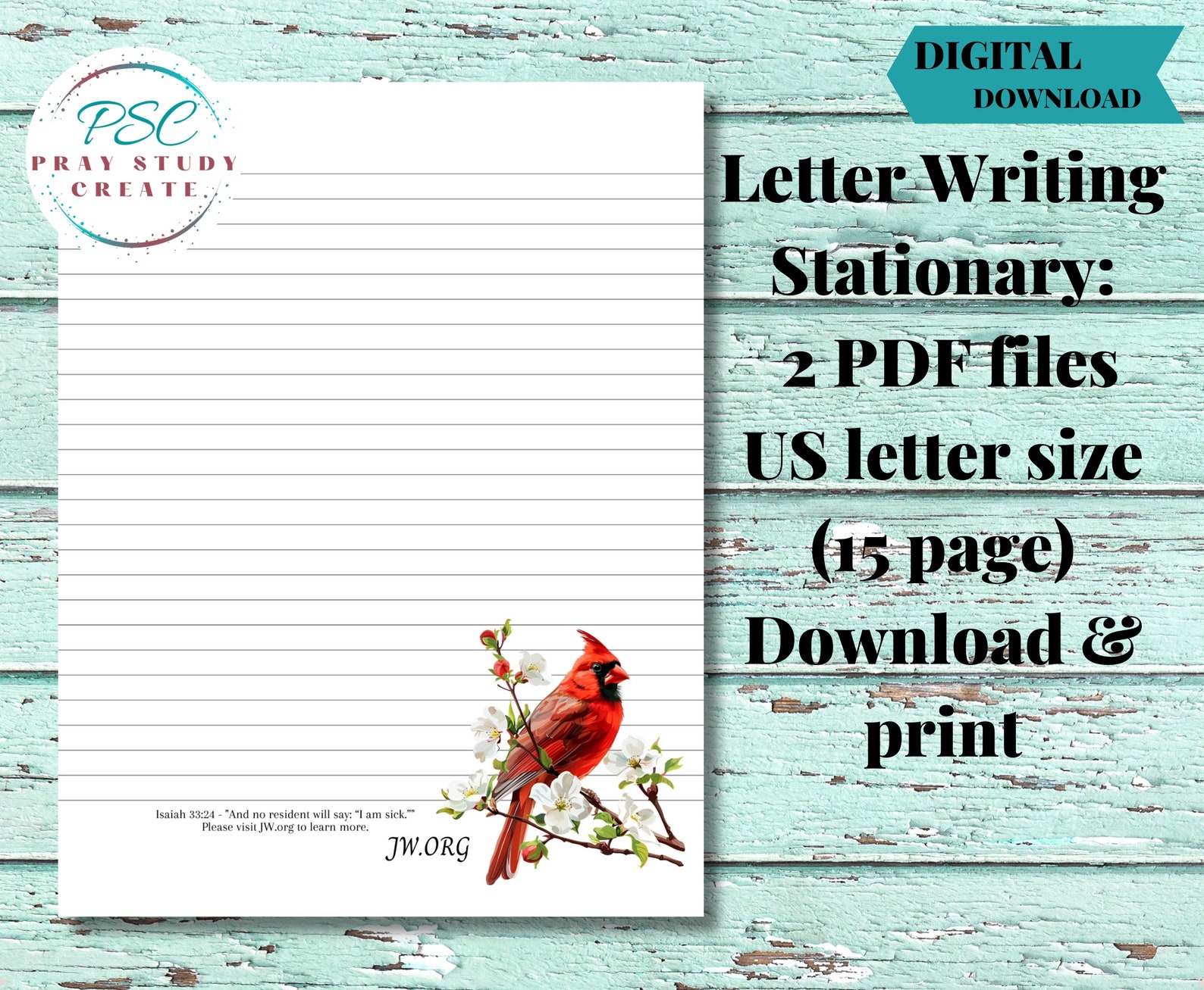 Printable Jehovah's Witness Letter Writing Paper-15 Pgs. JW Stationery ...