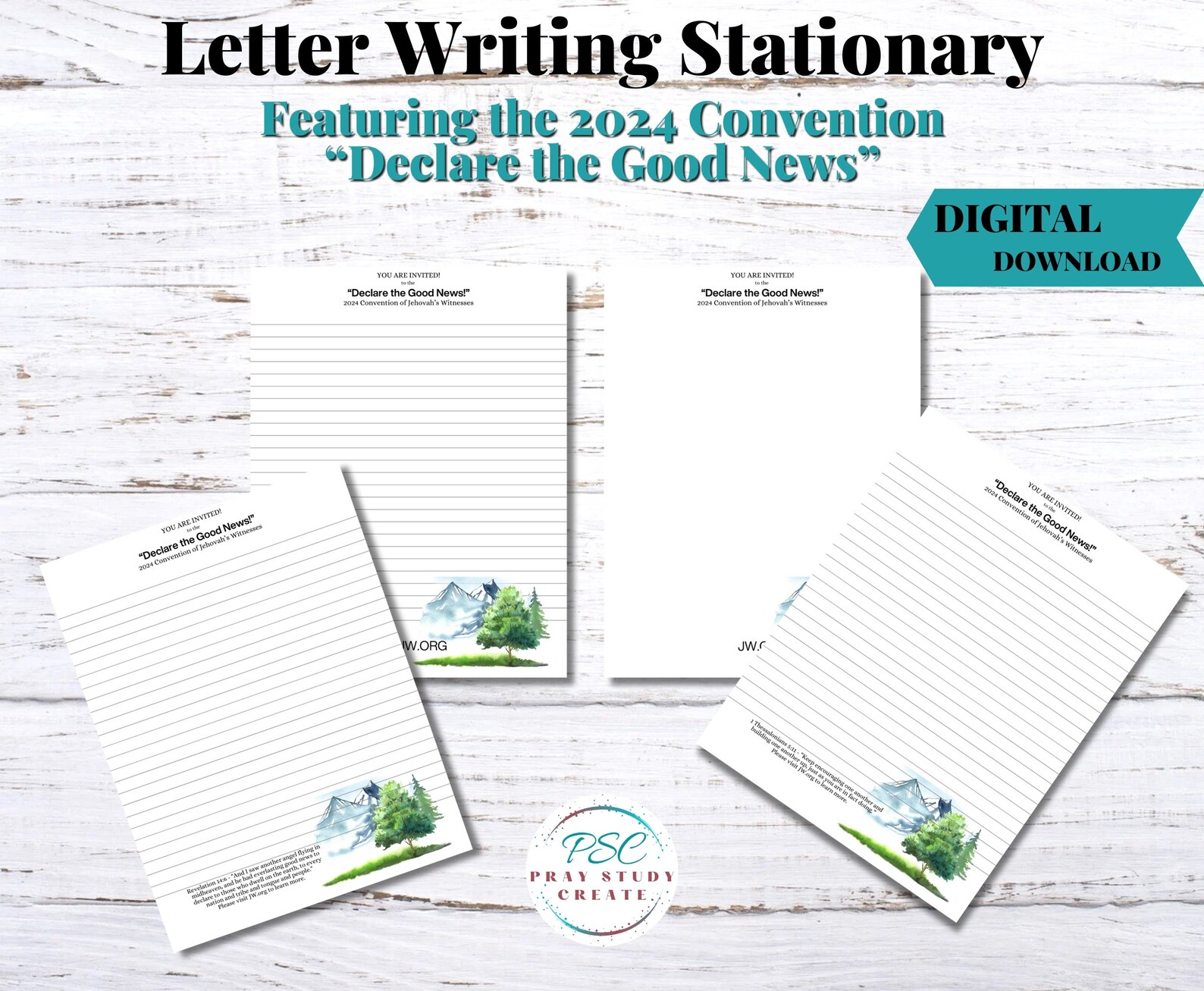 Printable Jehovah's Witness Letter Writing Paper-15 Pgs. JW Stationery ...