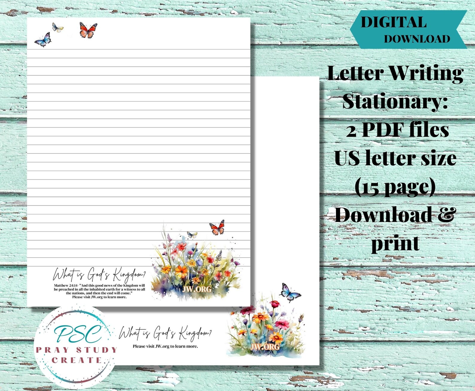 Printable Jehovah's Witness Letter Writing Paper-15 Pgs. JW Stationery ...
