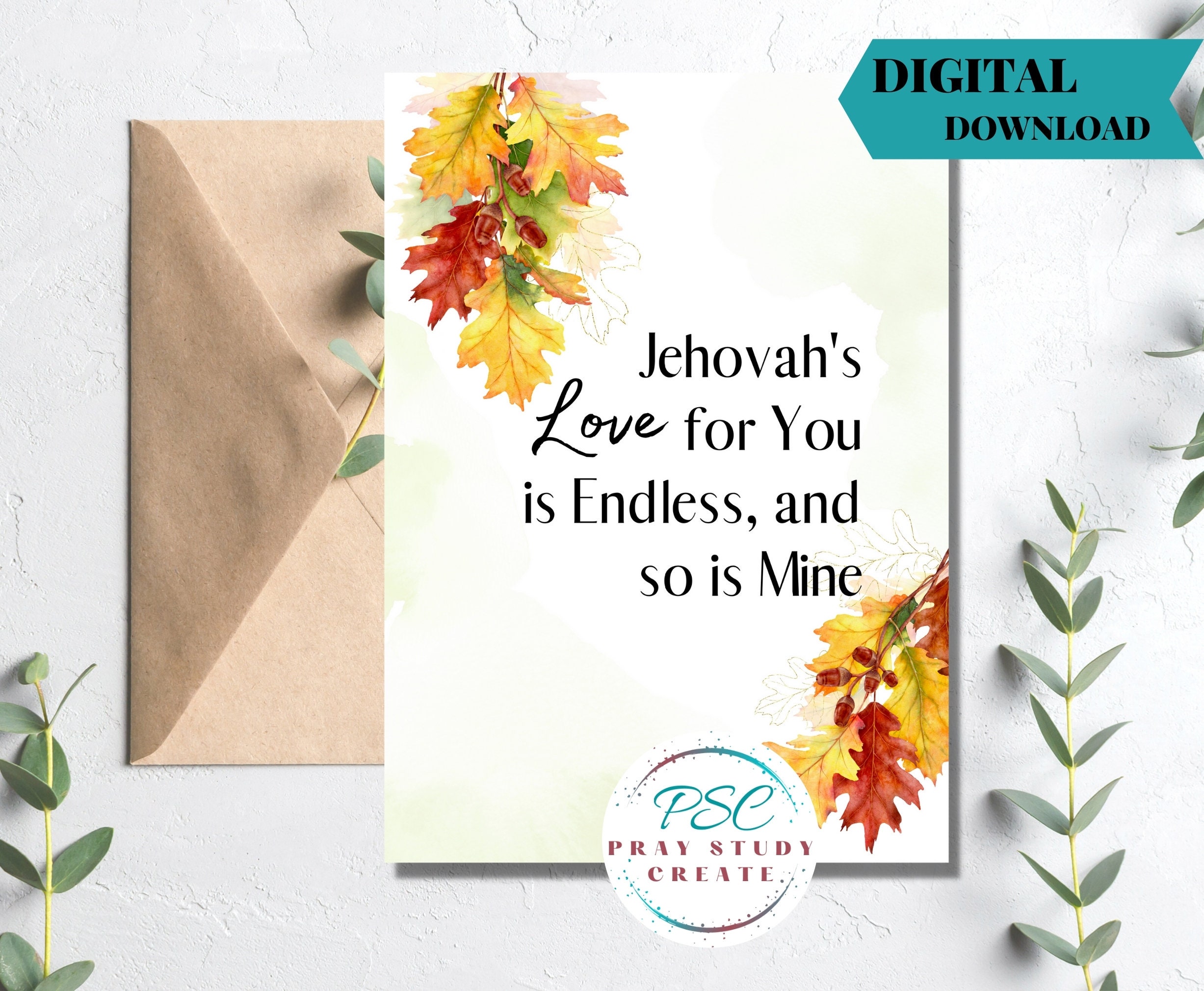 Printable Jehovah's Witness JW Greeting Card Instant Download 5x7 Blank ...