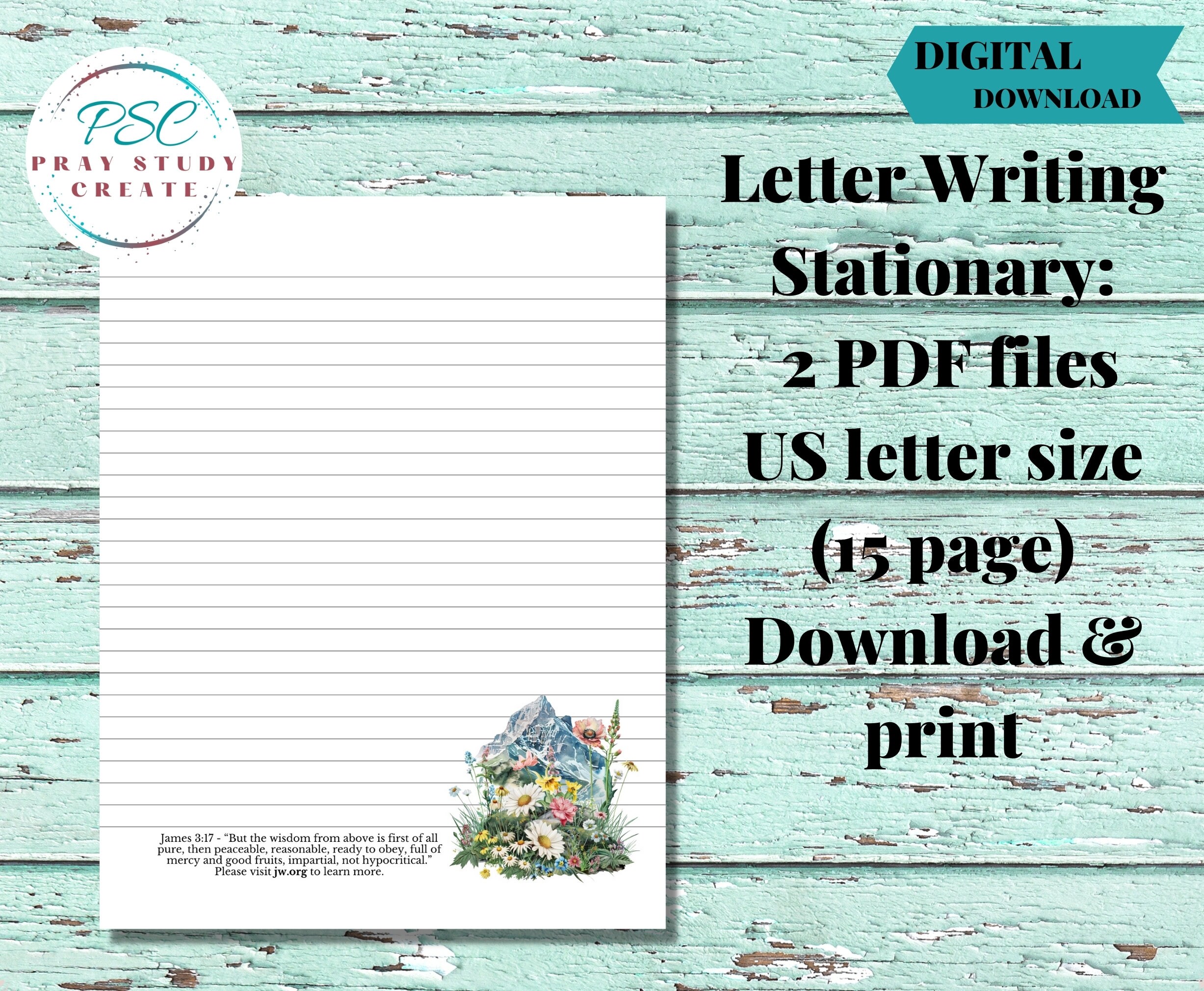 Printable Jehovah's Witness Letter Writing Paper-15 Pgs. JW Stationery ...