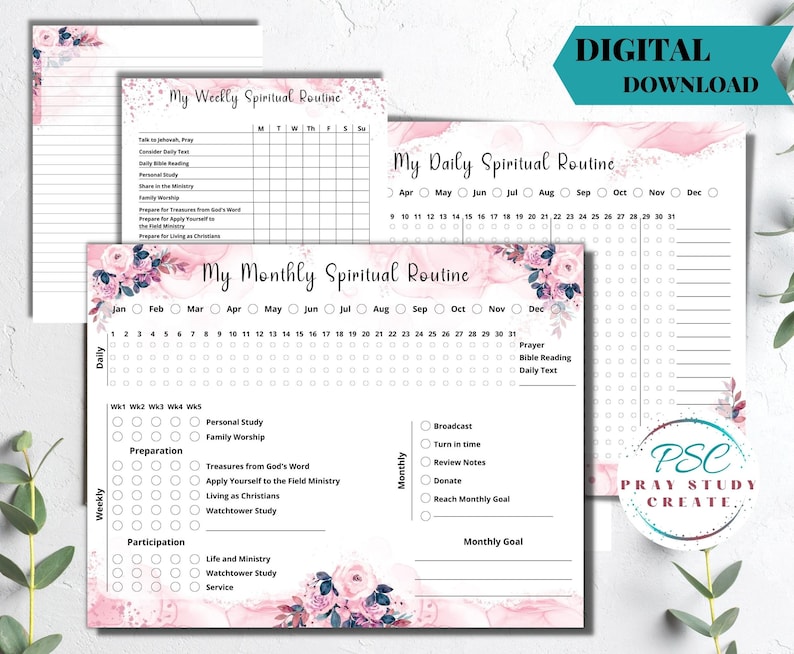 Printable Jehovah's Witness Spiritual Routine Tracker JW Instant ...