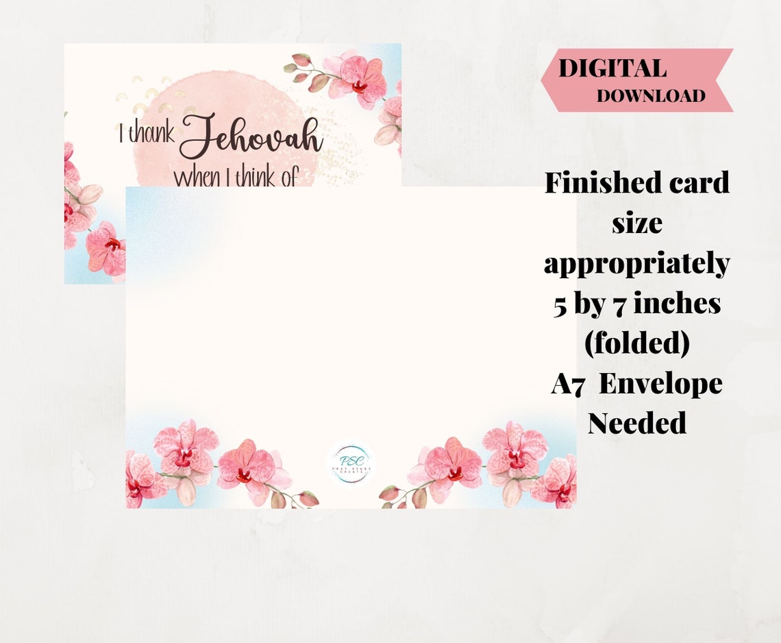 Printable JW Greeting Card| "i Thank Jehovah When I Think of You ...