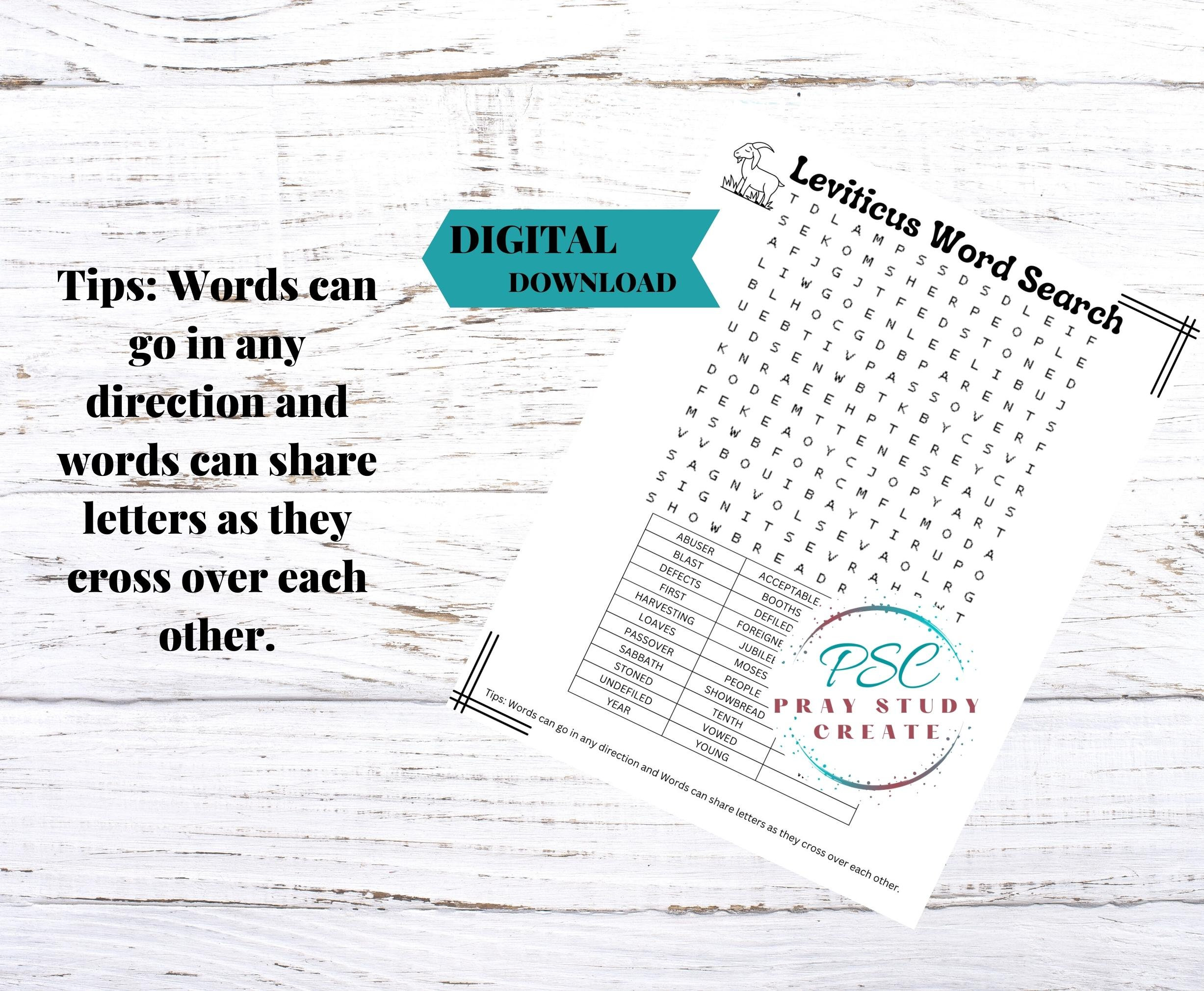 JW Game Word Search -leviticus, Jehovah's Witness Game for Kids, JW ...