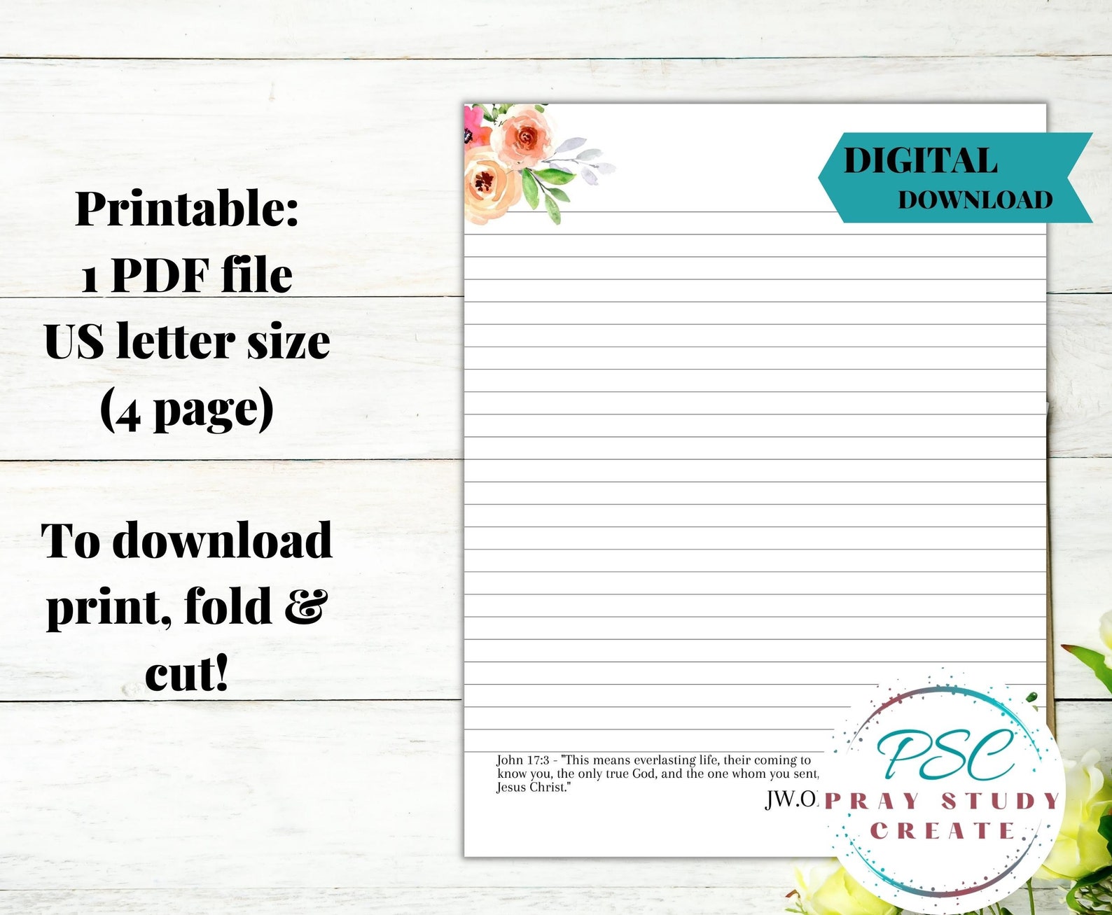 Printable Jehovah's Witness Letter Writing Paper Lined, Jw Printable ...