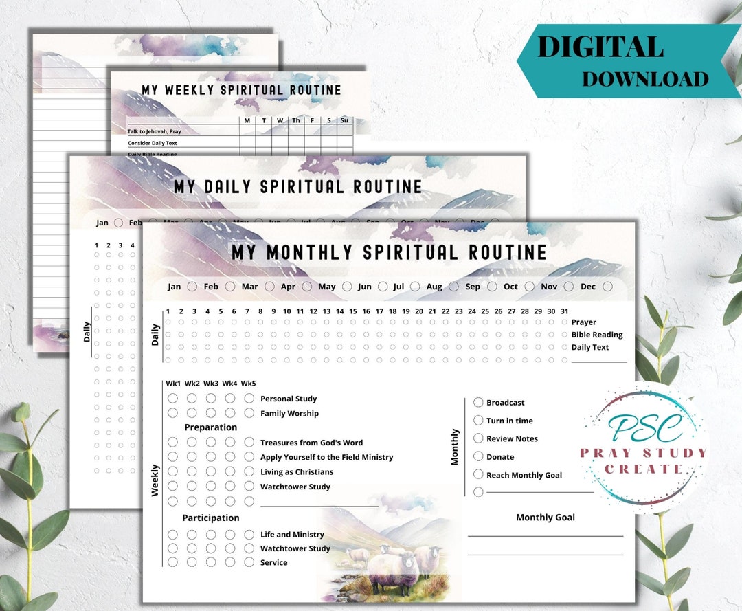 Printable Jehovah's Witness Spiritual Routine Tracker JW Instant ...