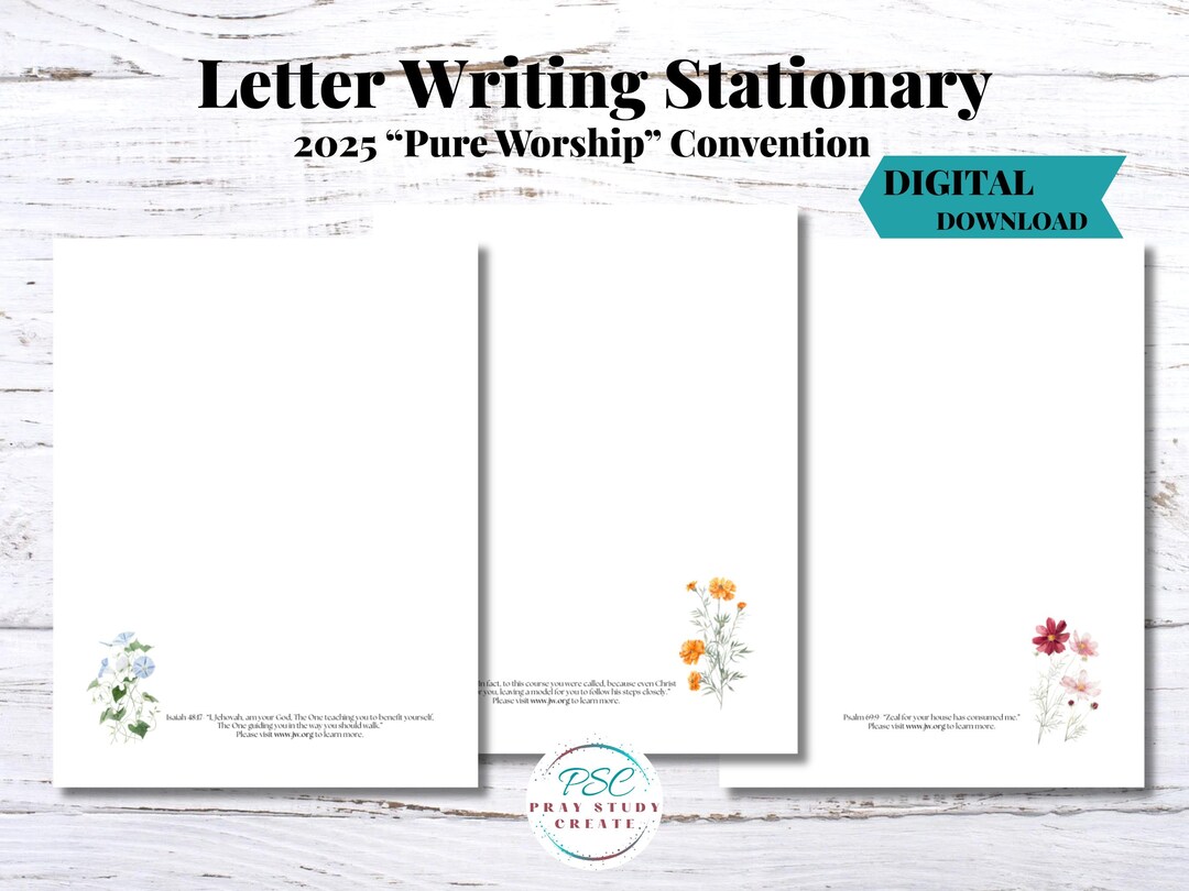Printable Jehovah's Witness Letter Writing Paper-15 Pgs. JW Stationery ...