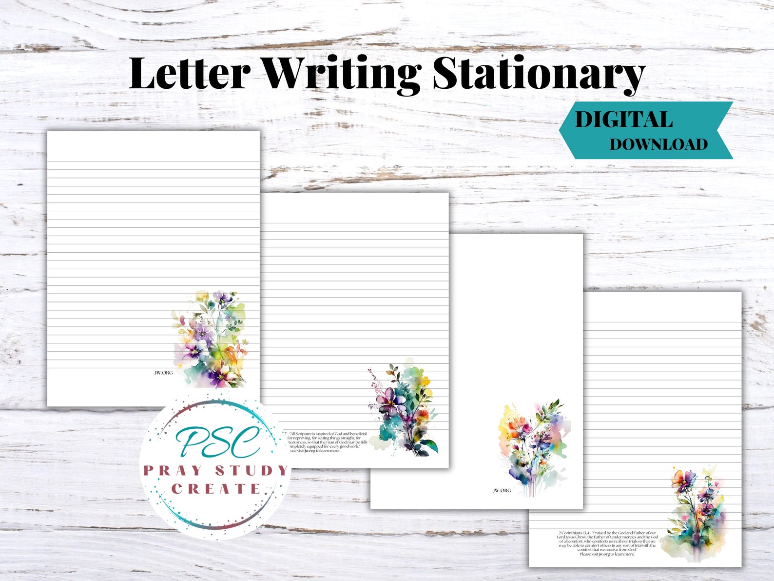 Printable Jehovah's Witness Letter Writing Paper-15 Pgs. JW Stationery ...