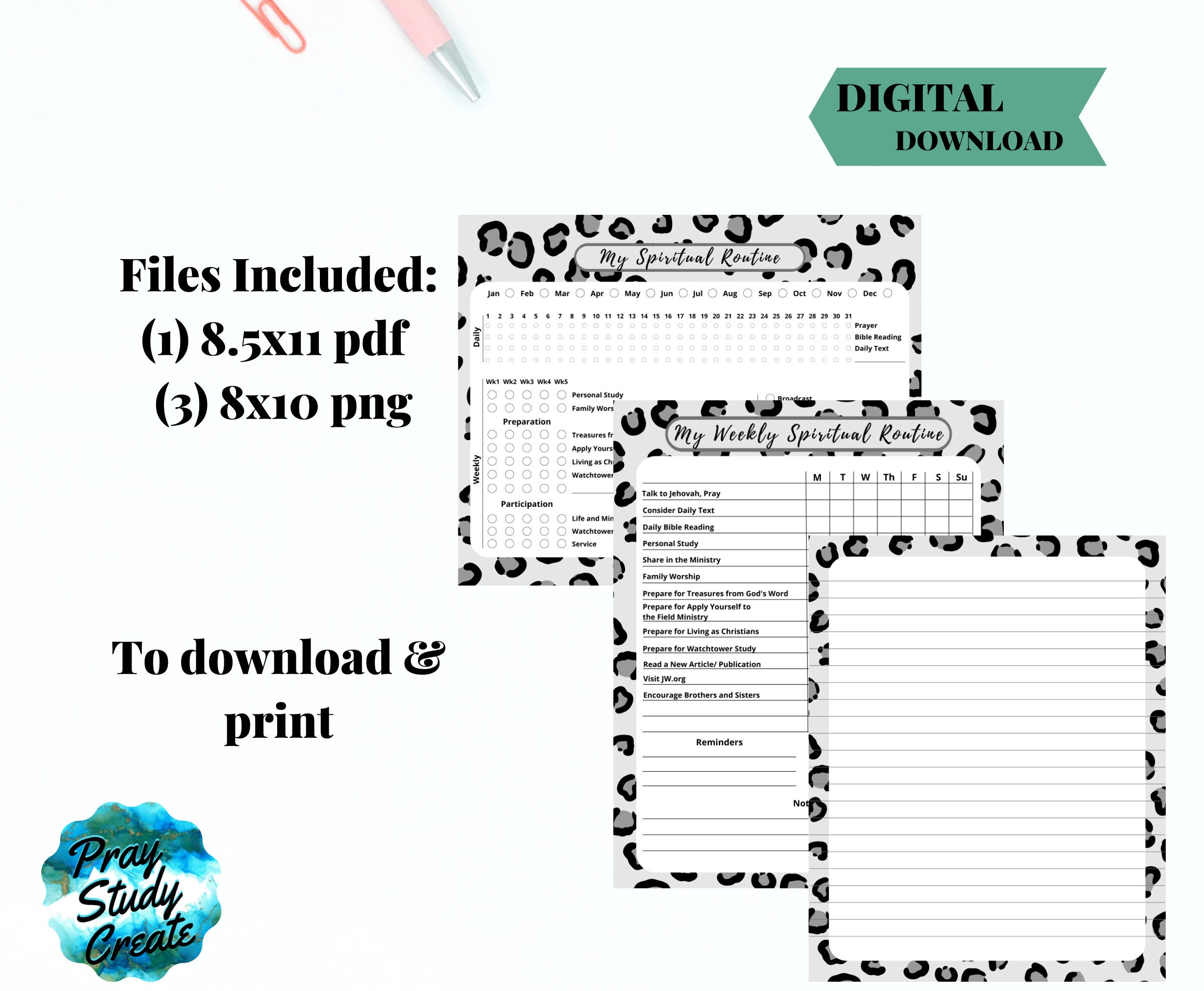 Printable Jehovah's Witness Spiritual Routine Tracker JW Instant ...