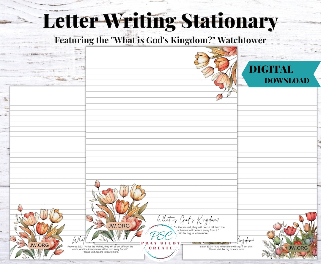 Printable Jehovah's Witness Letter Writing Paper-15 Pgs. JW Stationery ...