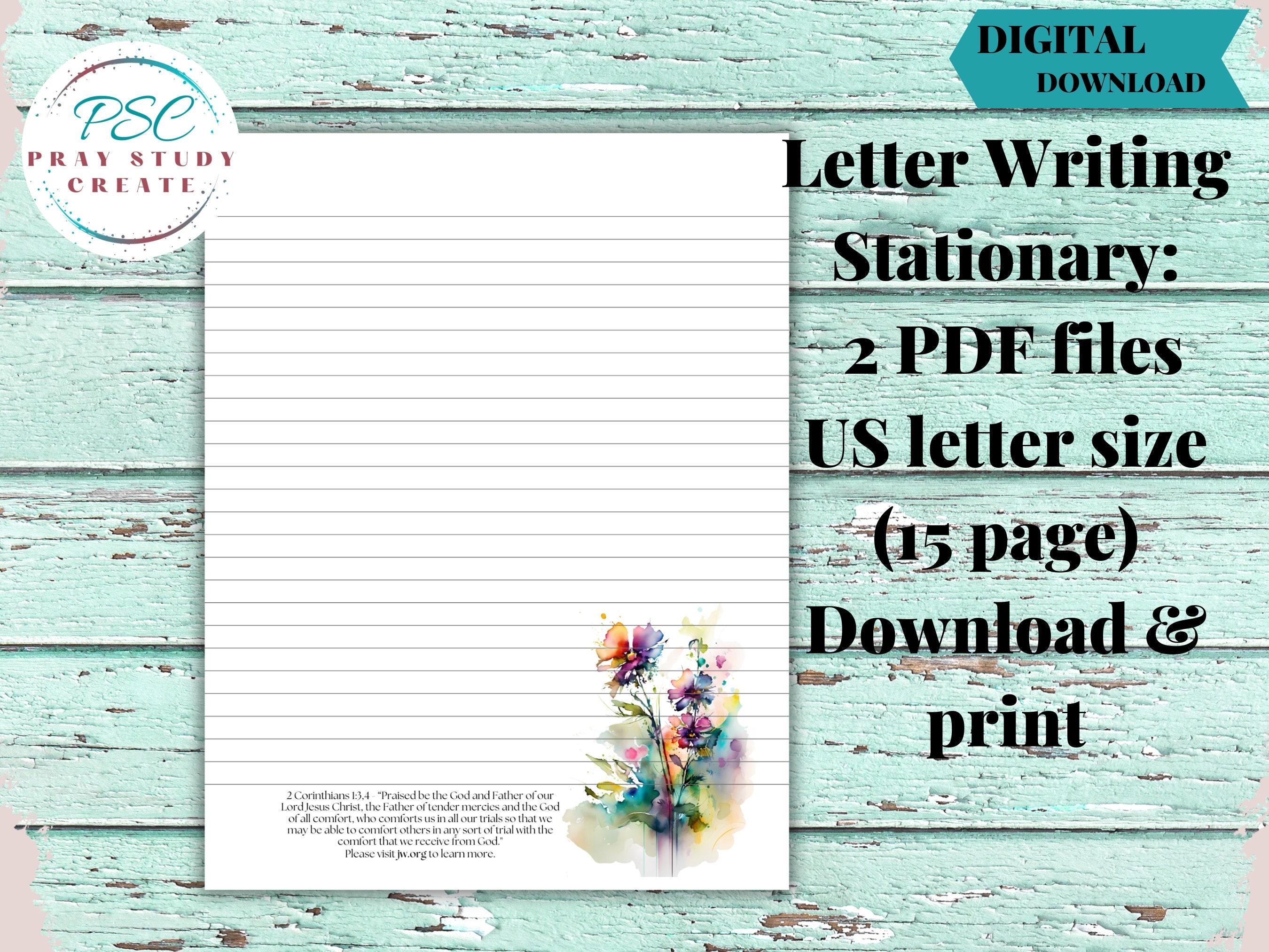 Printable Jehovah's Witness Letter Writing Paper-15 Pgs. JW Stationery ...
