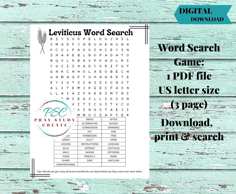 JW Game Word Search -leviticus, Jehovah's Witness Game for Kids, JW ...