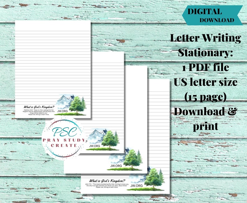 Printable Jehovah's Witness Letter Writing Paper-15 Pgs. JW Stationery ...