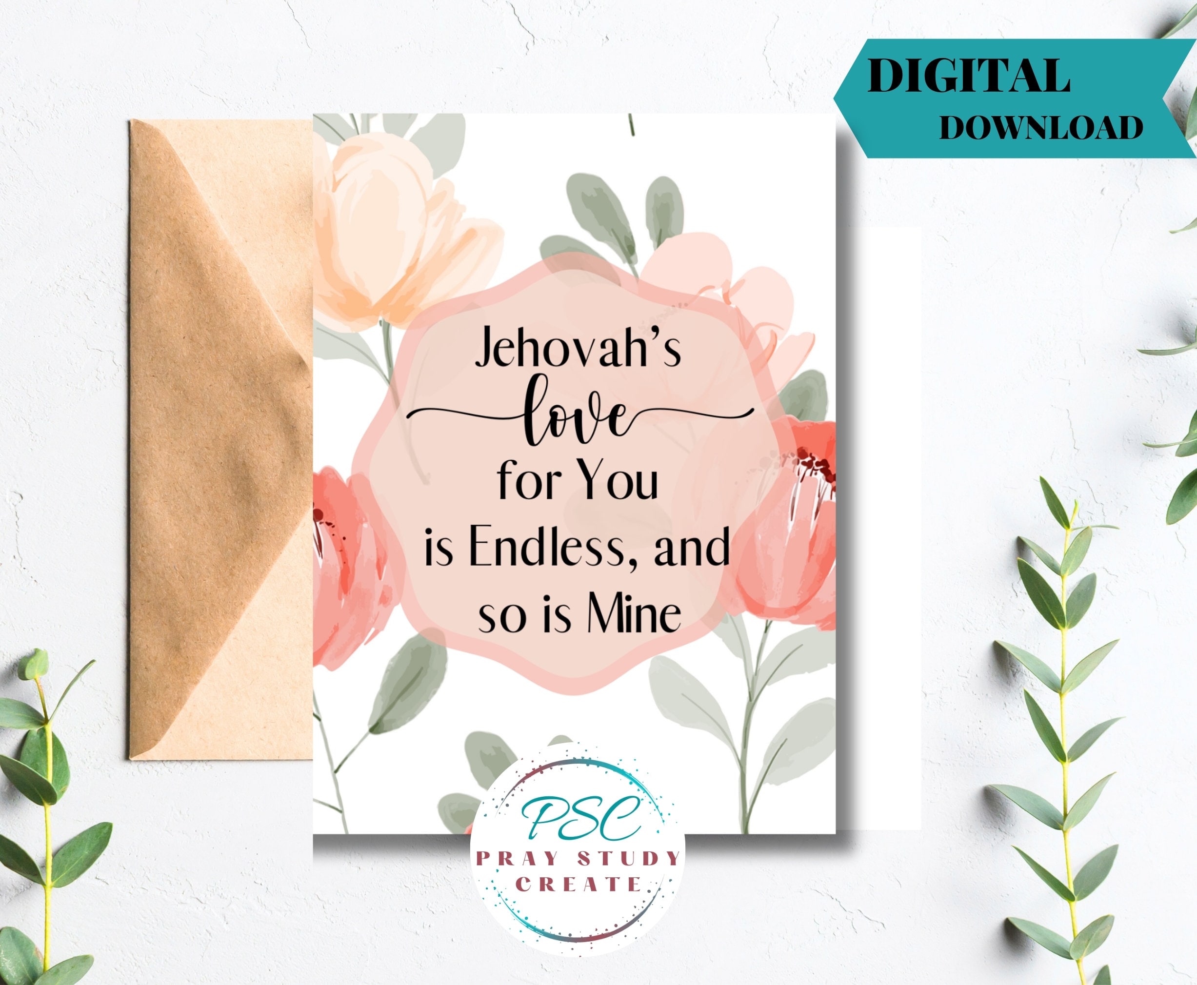 Printable Jehovah's Witness JW Greeting Card Instant Download 5x7 Blank ...