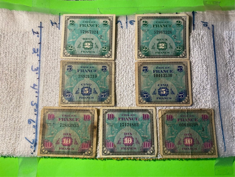 Lot of 7 French WWII Currency - Etsy