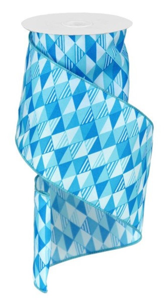4 Geometric Triangle Ribbon: Blue Tones & White 10 | Etsy
