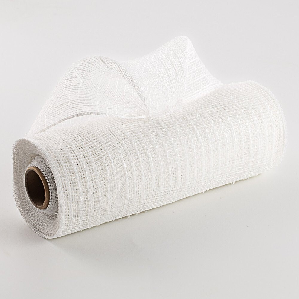 10" Poly Deco Mesh: White W/ White, Wreath Supplies, Wreath Mesh, Angel ...