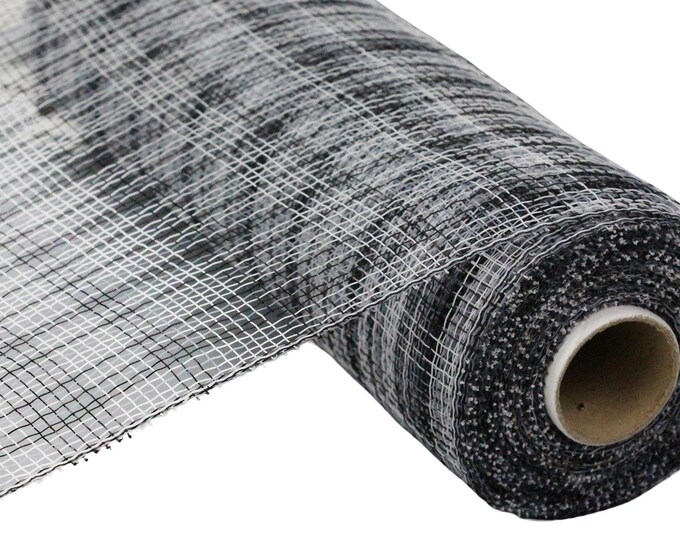 10" Deco Poly Mesh Cross Weave Steel Grey, Black and White, Plaid ...