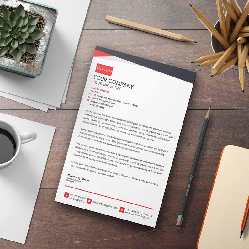 Corporate Letter Head Template | Printable | Editable | DIY ...
