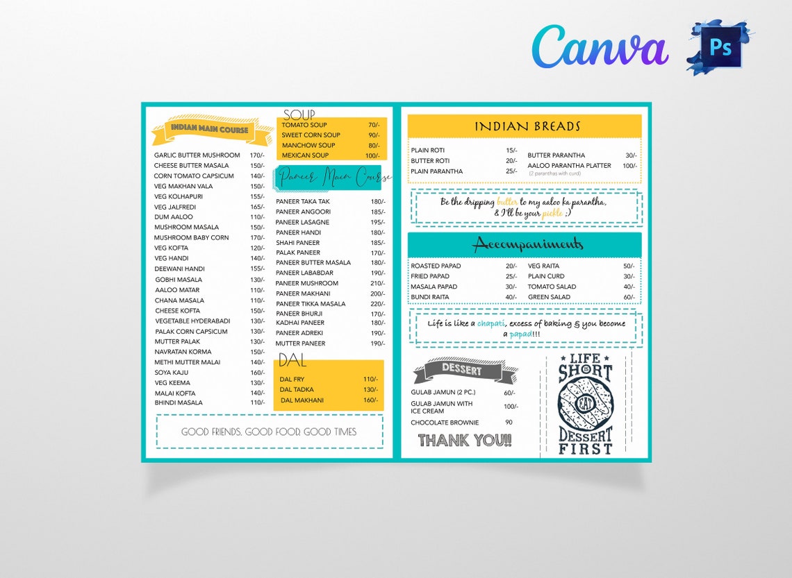 Self-edited Menu Canva Template, Restaurant Food Menu Cards, Coffee ...