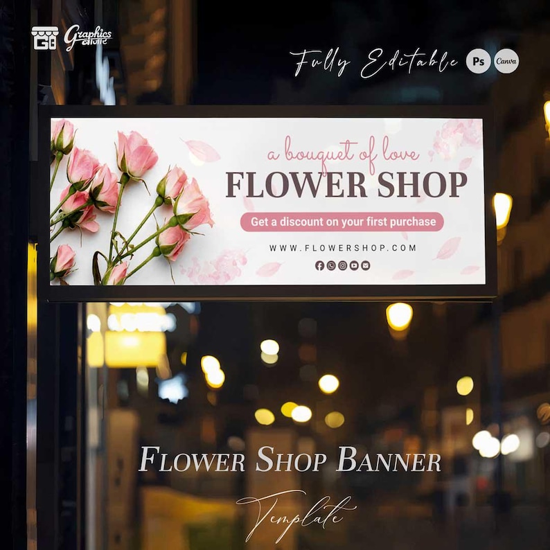 Flower Shop Banner Template | Printable | DIY | Floral Banner Design ...