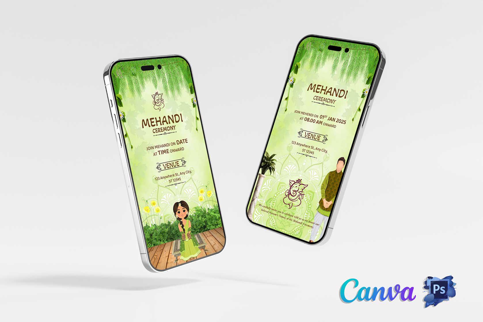 Editable Mehandi Invitation Card | Traditional Design | Printable ...