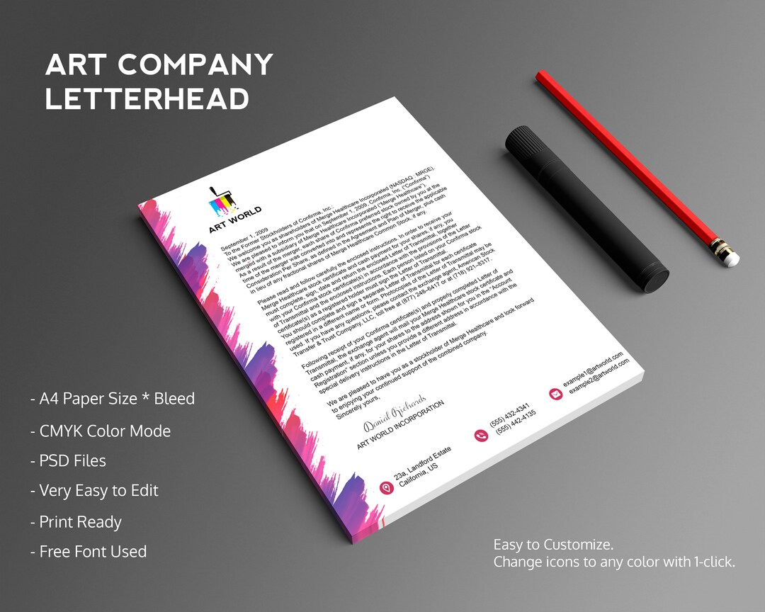 Letterhead Template, Art Company Letterhead Template, Artistic ...