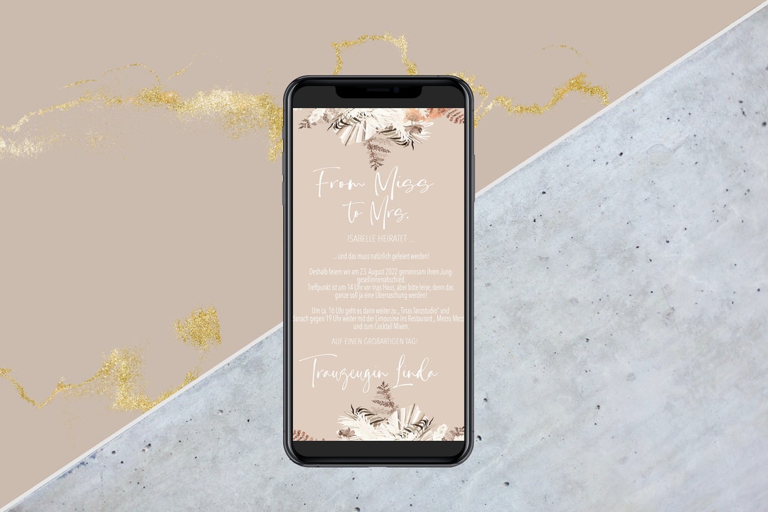 Ecard JGA Invitation Beige Boho Digital Cards for the Invitation to the ...