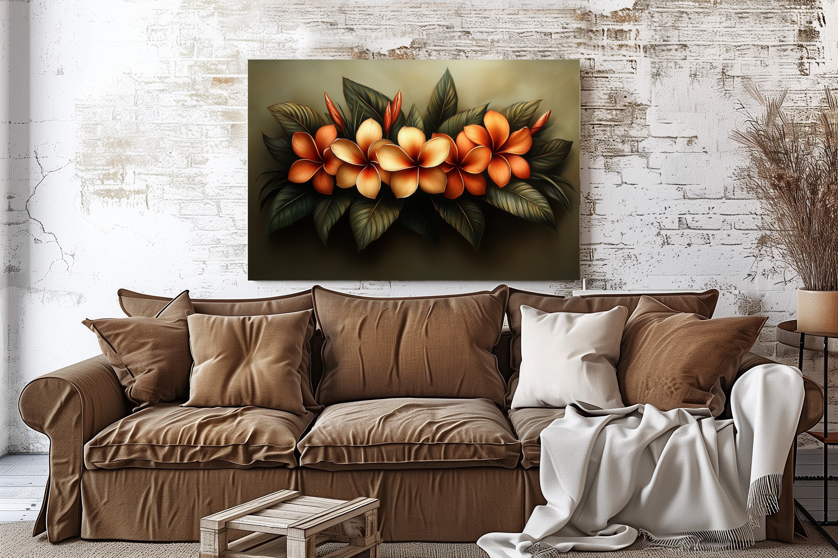 Frangipani Plumeria Floral Canvas Print: Tropical Wall Art - Etsy