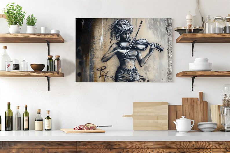 Girl Playing Violin Graffiti Art Print: Modern Musician Poster - Etsy