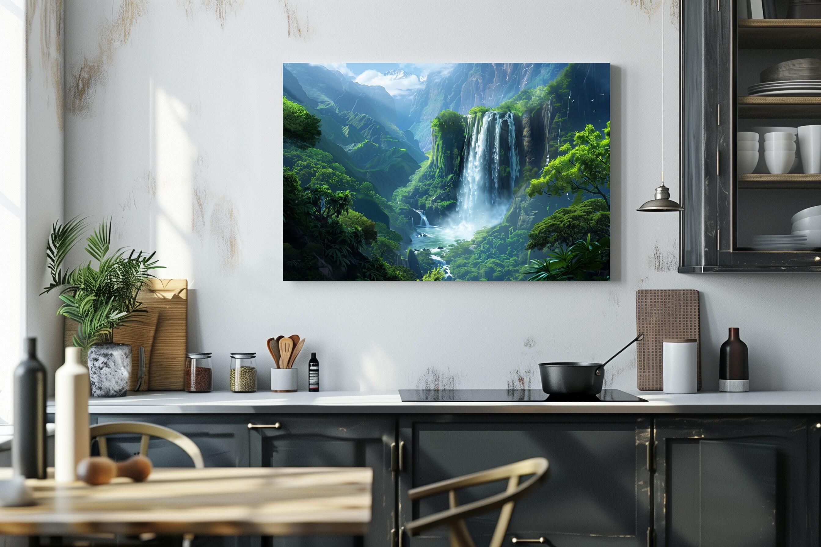 Tropical Waterfall Canvas Print: Nature Wall Art, Home & Office Decor ...