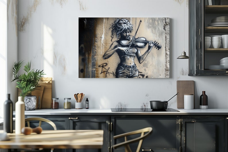 Girl Playing Violin Graffiti Art Print: Modern Musician Poster - Etsy