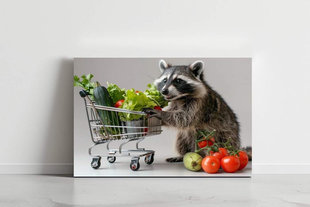 Supermarket Shopping Cart Raccoon, Funny Trash Panda Print, Raccoon ...