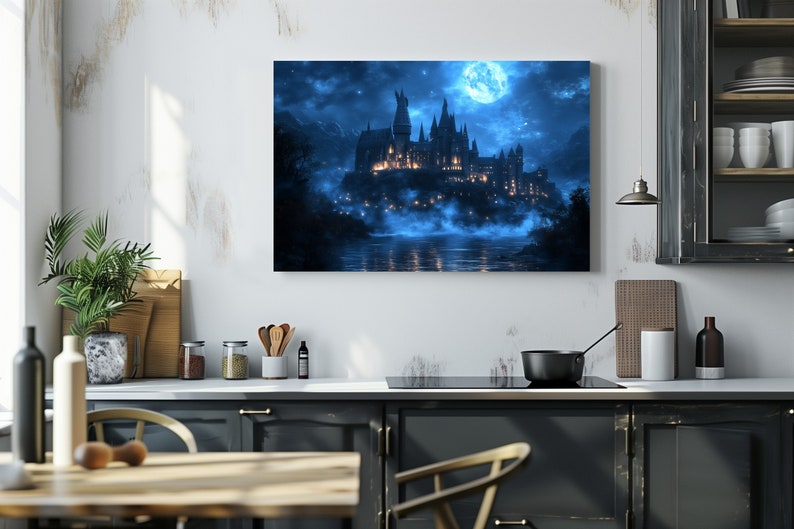 Wizard Castle Halloween, Blue Moon, Gothic, Night, Castle Wizarding ...