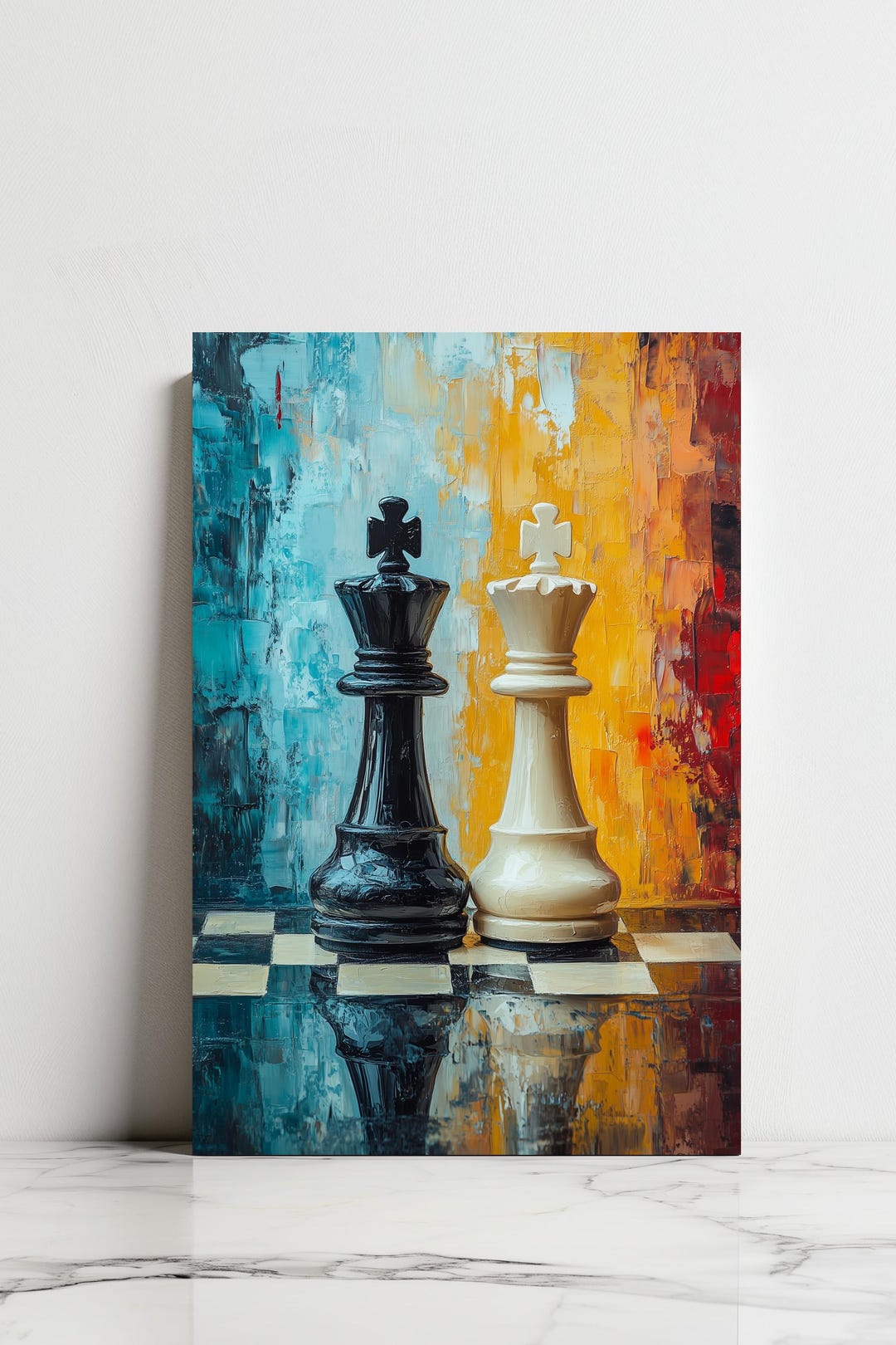 Abstract Chess King Wall Art, Sport, White King Black King, Abstract ...