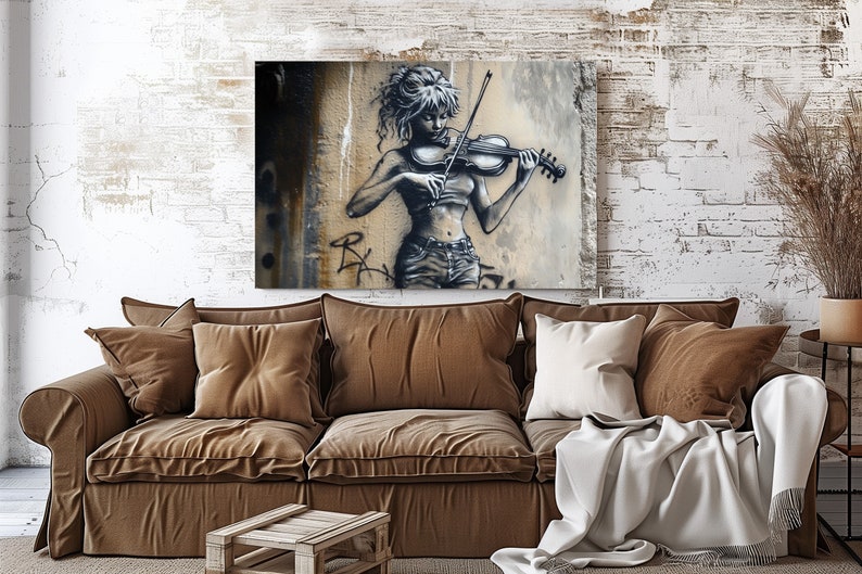 Girl Playing Violin Graffiti Art Print: Modern Musician Poster - Etsy