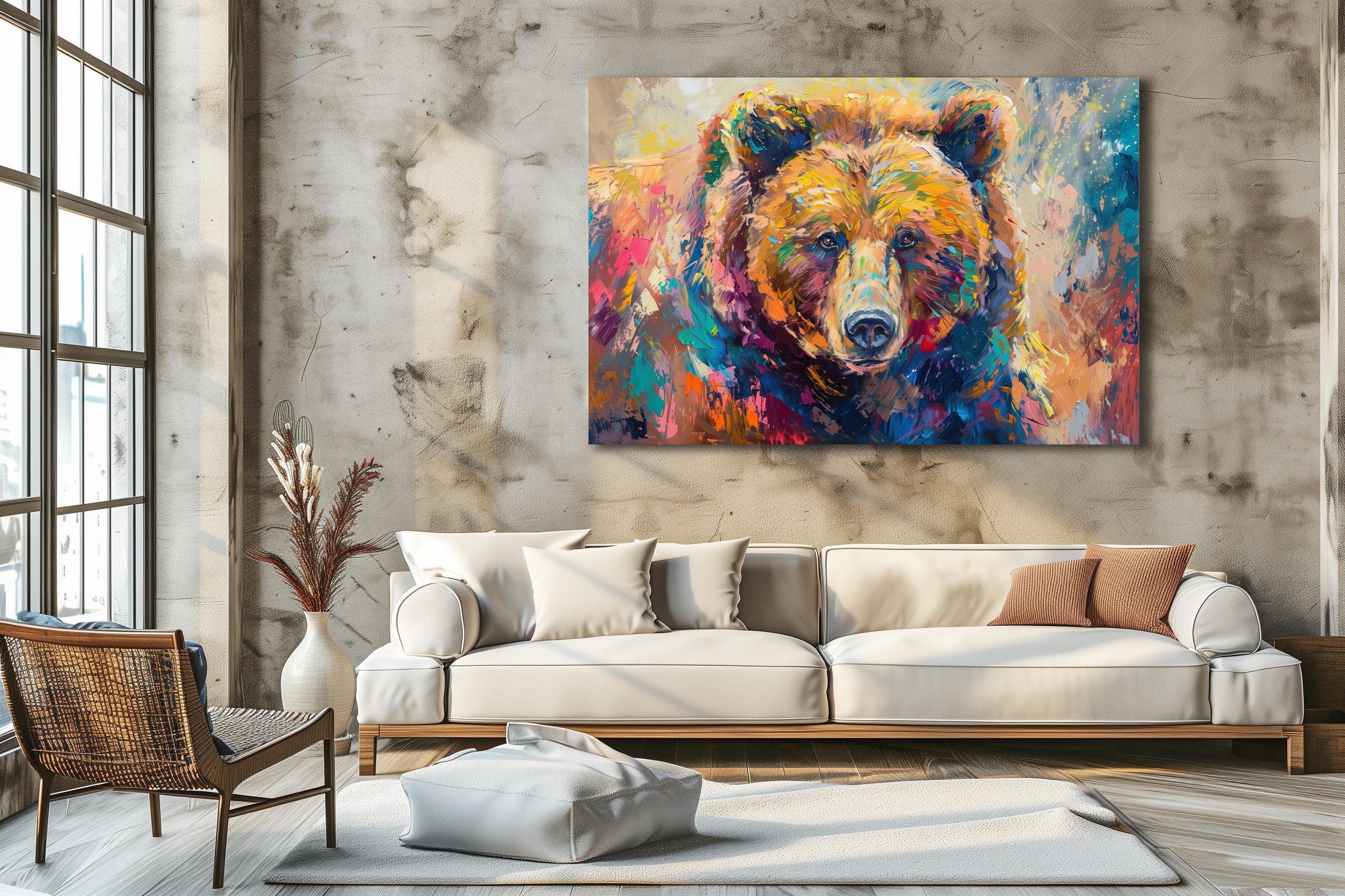 Colorful Grizzly Bear Oil Painting Print: Wildlife Wall Art - Etsy