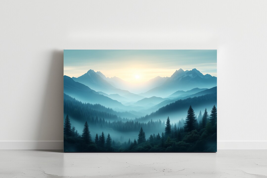 Mountain Sunrise Landscape, Beautiful Nature, Canvas Wall Art, Design ...