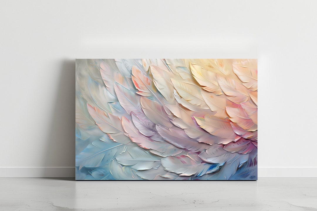 Abstract Pale Colors Feathers Close up Canvas Wall Art Delicate Feather ...