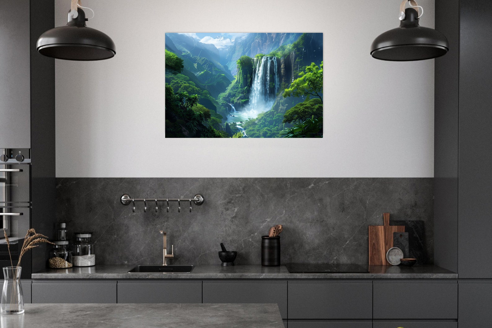 Tropical Waterfall Canvas Print: Nature Wall Art, Home & Office Decor ...