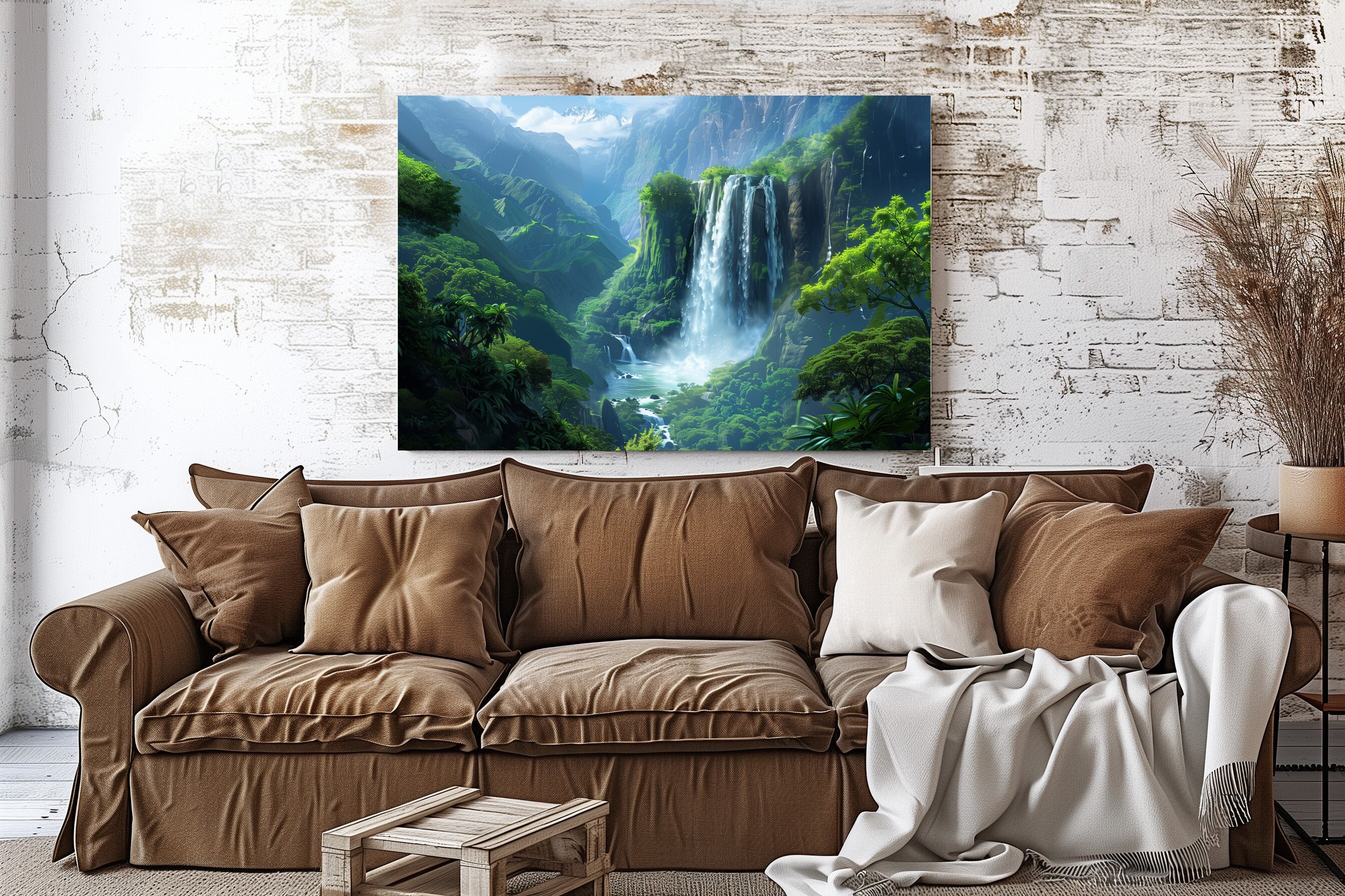 Tropical Waterfall Canvas Print: Nature Wall Art, Home & Office Decor ...