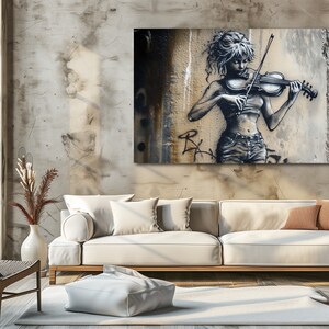 Girl Playing Violin Graffiti Art Print: Modern Musician Poster - Etsy