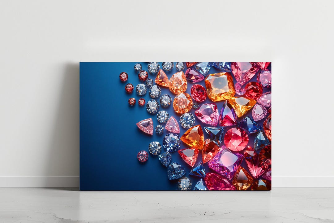 Loose Cut Gemstones Wall Art Print, Gemstone, Modern Luxurious Decor ...