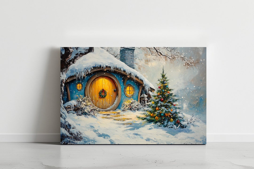 Winter Hobbit Hole Canvas, Lord of the Rings Christmas Poster - Etsy