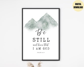 Psalm 46:10 Be Still and Know That I Am God Greenery Modern - Etsy