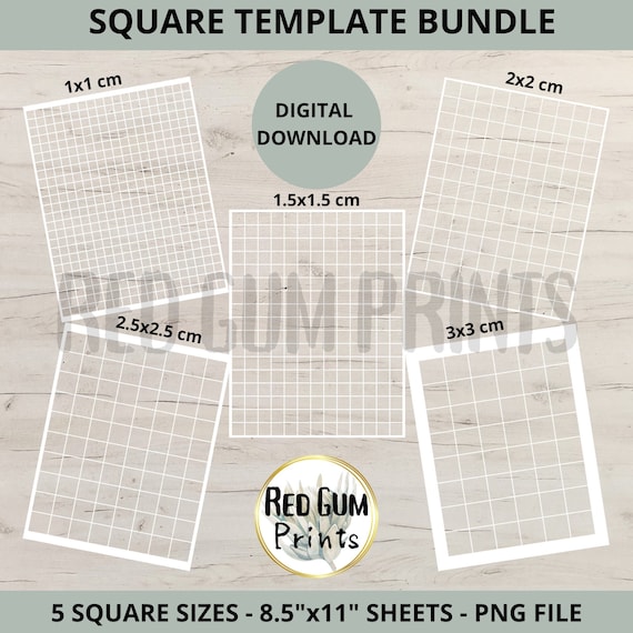 5 Sizes Square Template Bundle CM Digital Download Label | Etsy