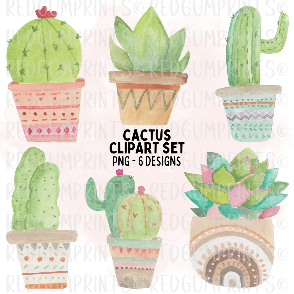Cactus Clipart Cactus PNG Clip Art Water Color Cactus - Etsy